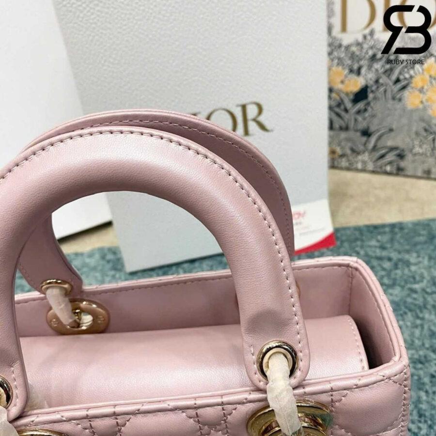 Túi Dior Small Lady Pearl Pink Lambskin GHW Hồng Ngọc Trai