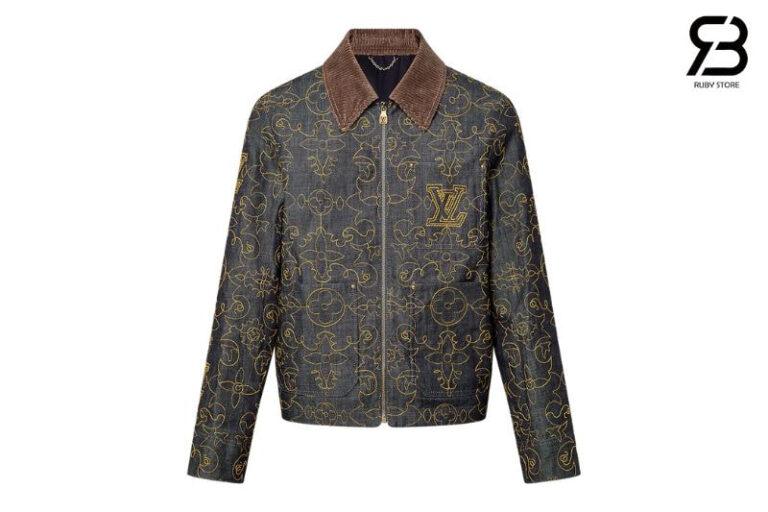 Áo LV Embroidered Denim Workwear Jacket Best Quality