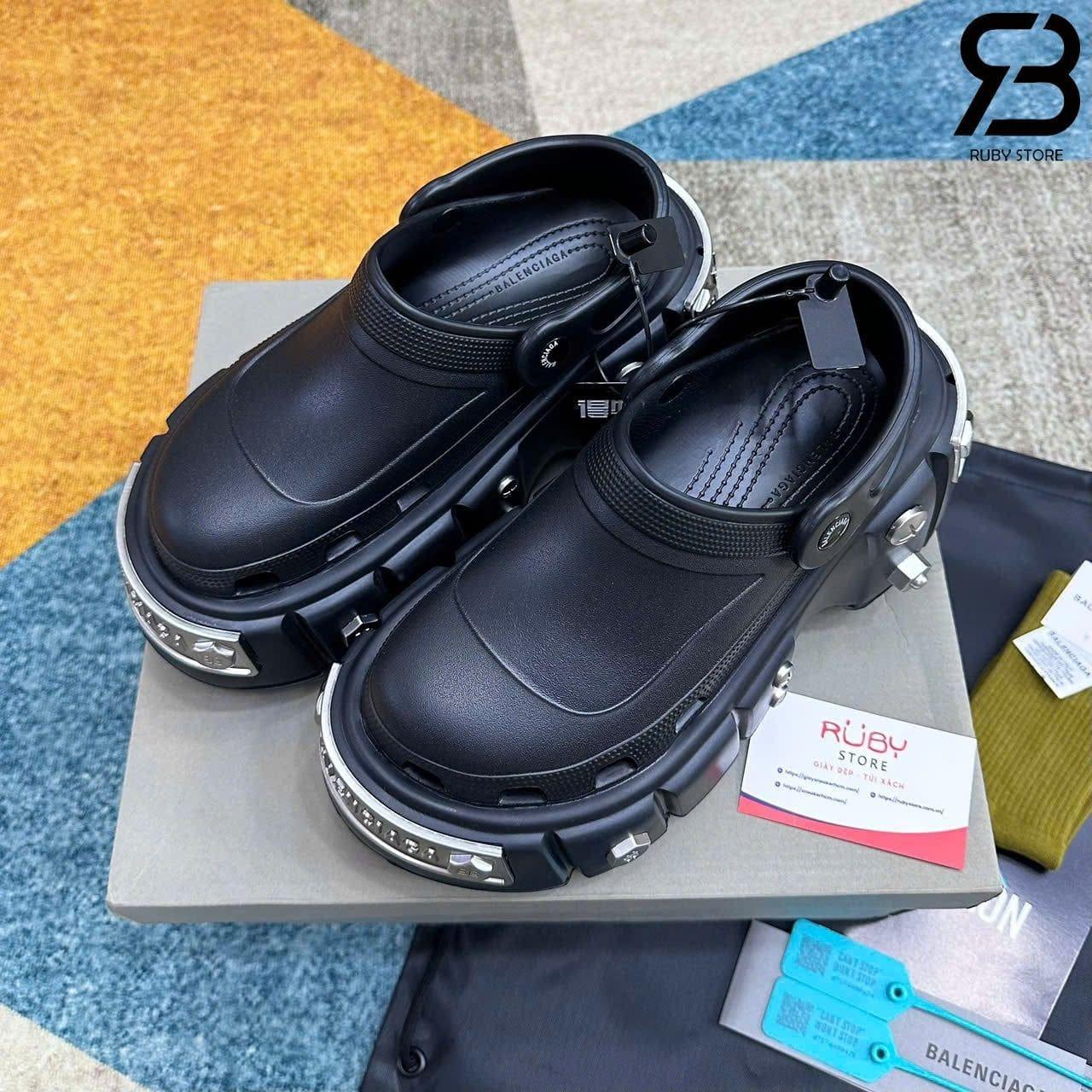 Dép Balenciaga HardCrocs Mule In Black Rubber Màu Đen