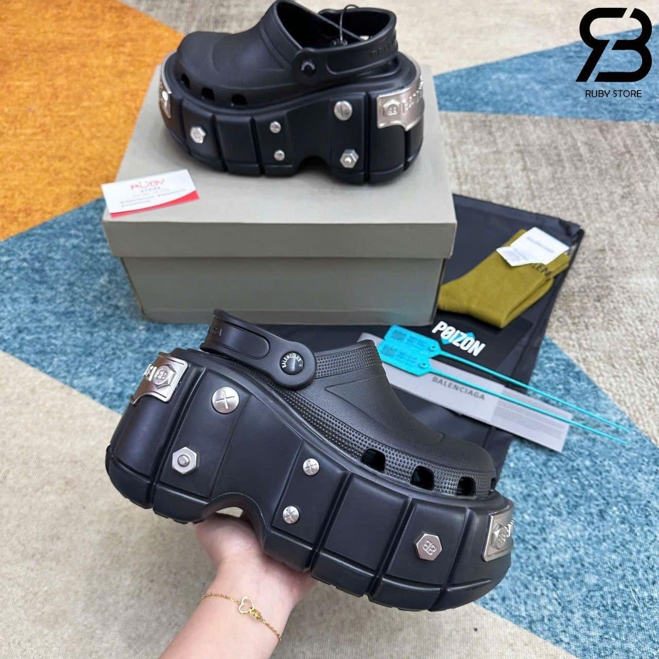 Dép Balenciaga HardCrocs Mule In Black Rubber Màu Đen