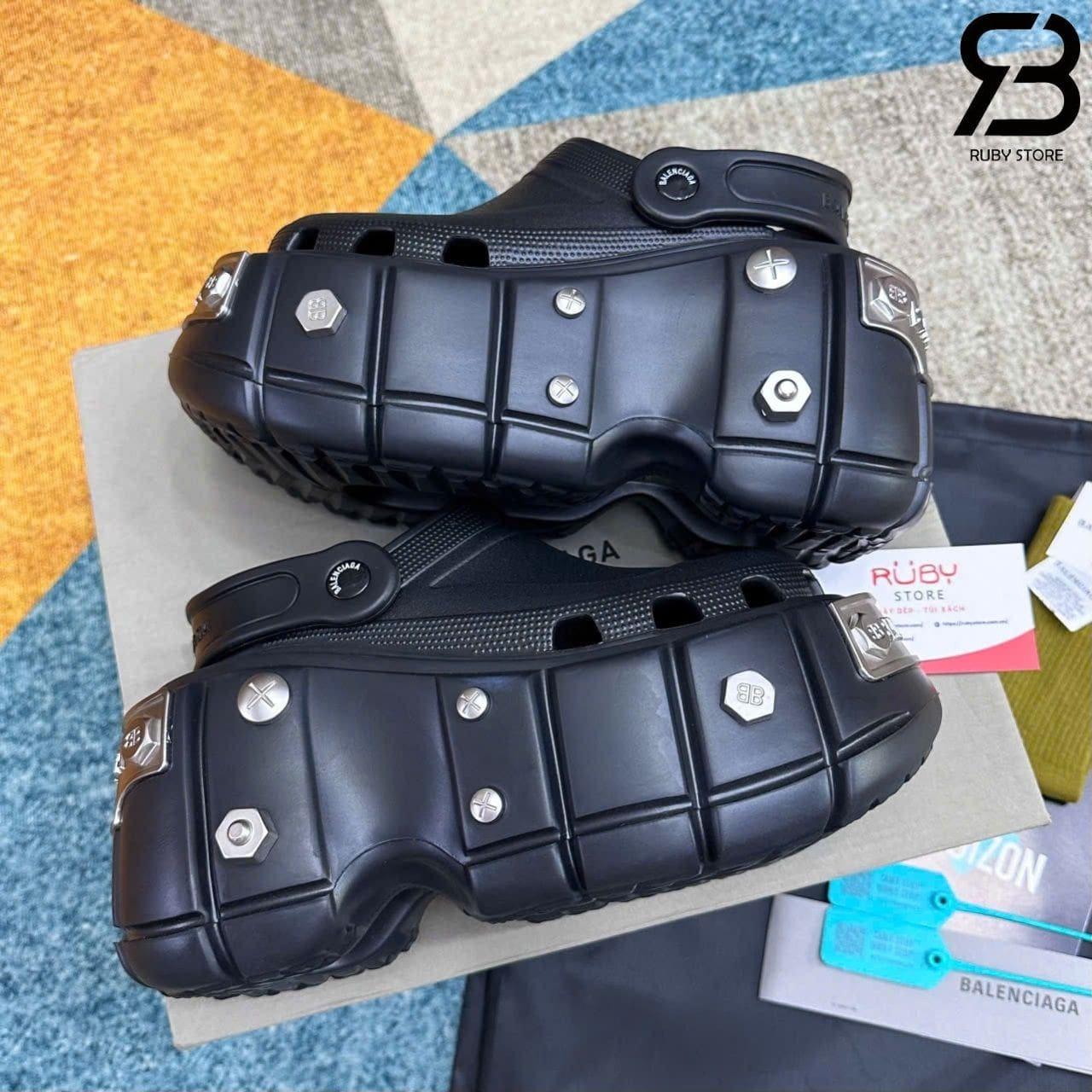 Dép Balenciaga HardCrocs Mule In Black Rubber Màu Đen