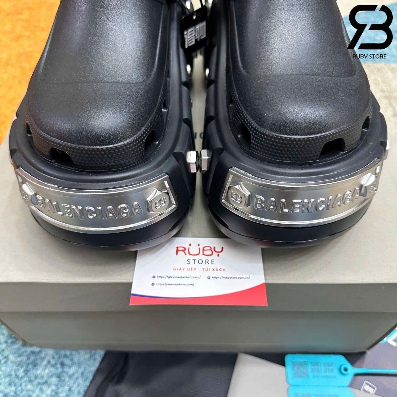 Dép Balenciaga HardCrocs Mule In Black Rubber Màu Đen
