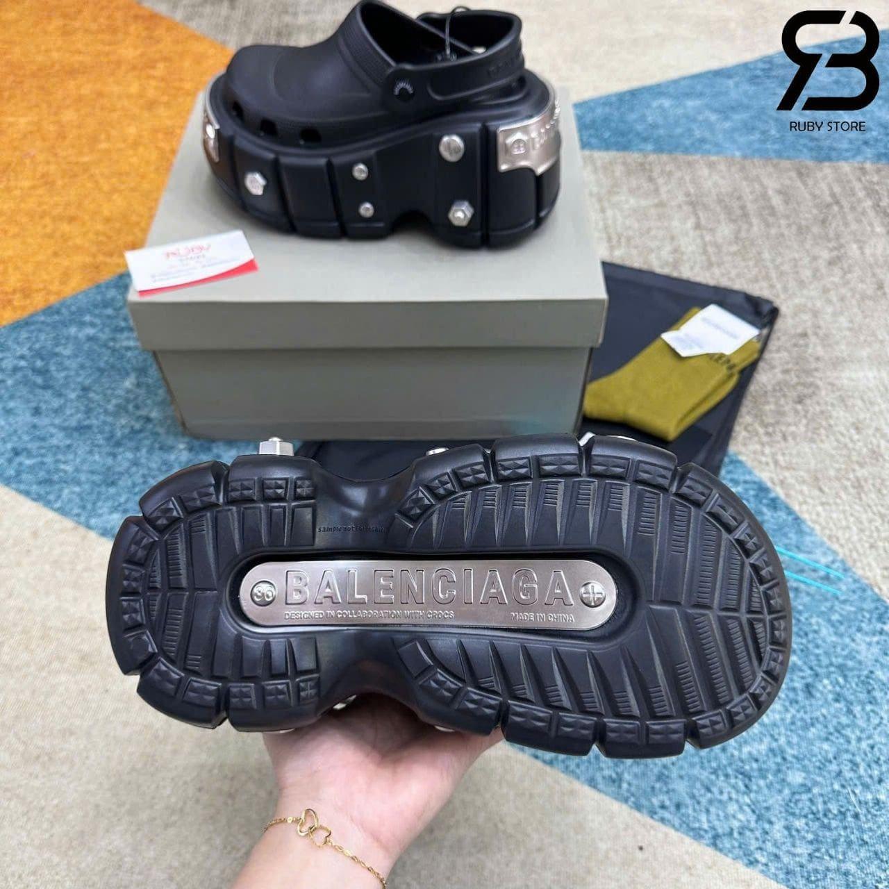 Dép Balenciaga HardCrocs Mule In Black Rubber Màu Đen