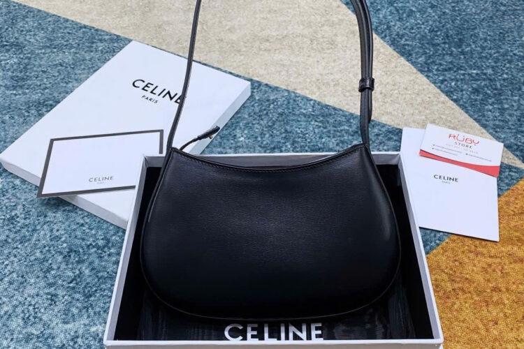 Túi Celine Medium Tilly Bag In Shiny Calfskin Black Màu Đen