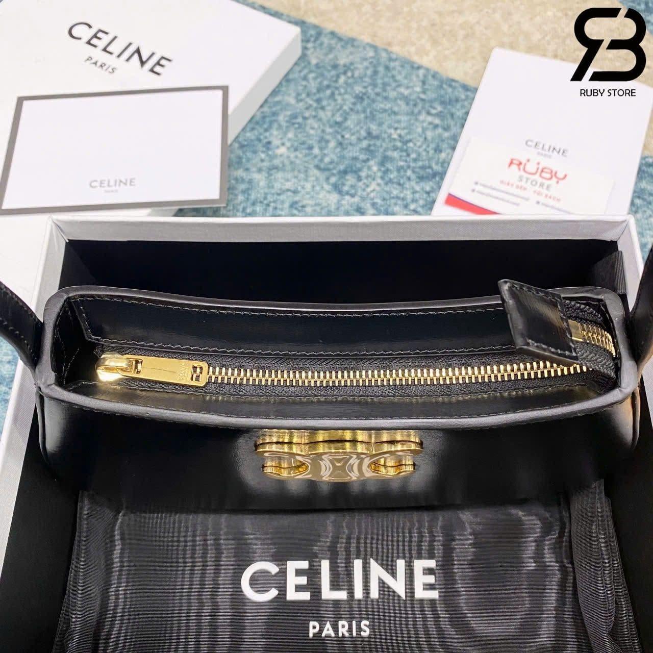 Túi Celine Medium Tilly Bag In Shiny Calfskin Black Màu Đen