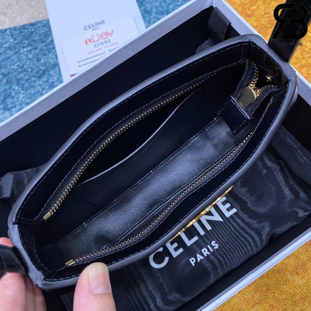Túi Celine Medium Tilly Bag In Shiny Calfskin Black Màu Đen