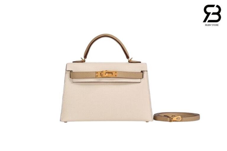 Túi Hermes Kelly Mini II 20 Bicolor Craie Trench Epsom GHW