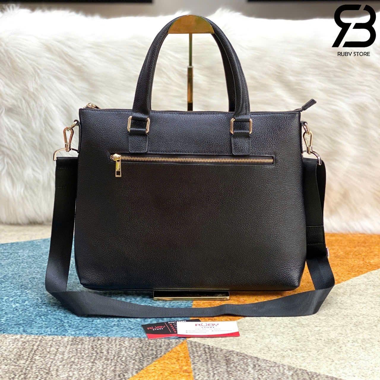 Cặp Xách Tay RUBY Business Bag Black Grained Leather Đen